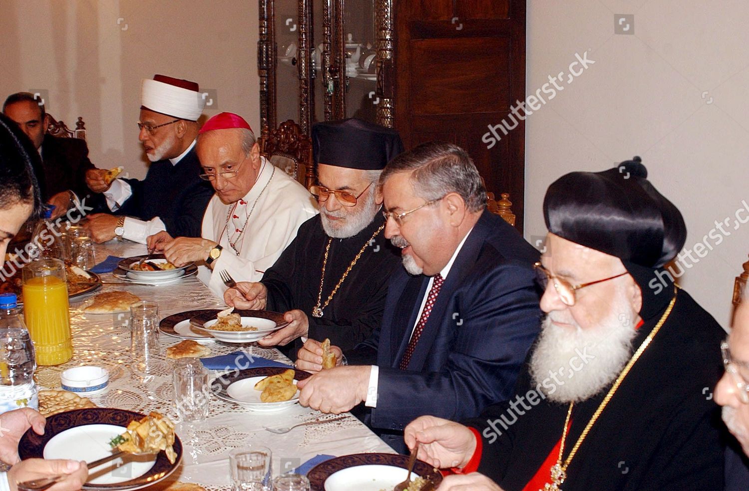 Syrian Muslim Christian Dignitaries Eat Joint Editorial Stock Photo ...