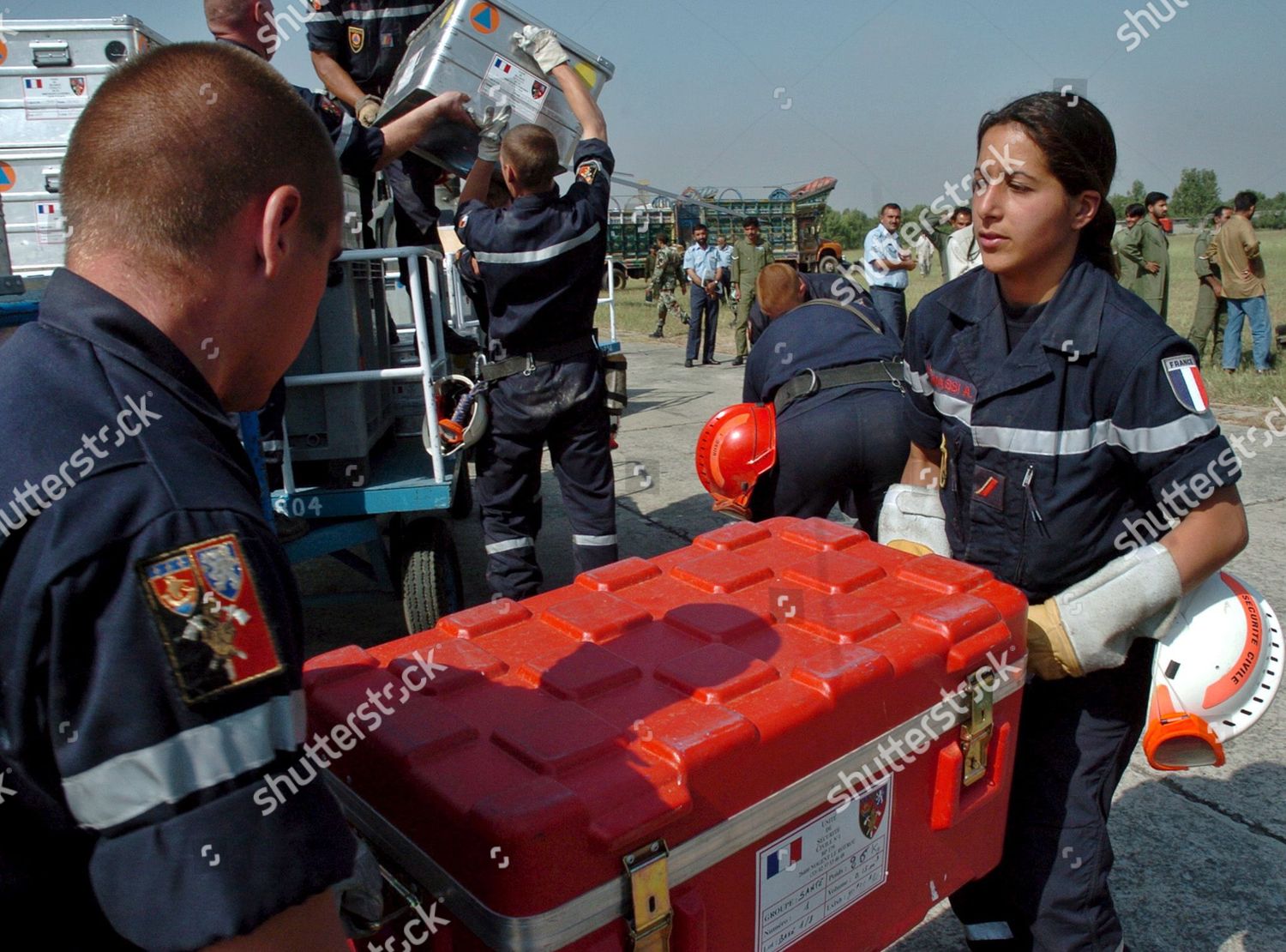 French Relief Workers Load Relief Equipment Editorial Stock Photo ...