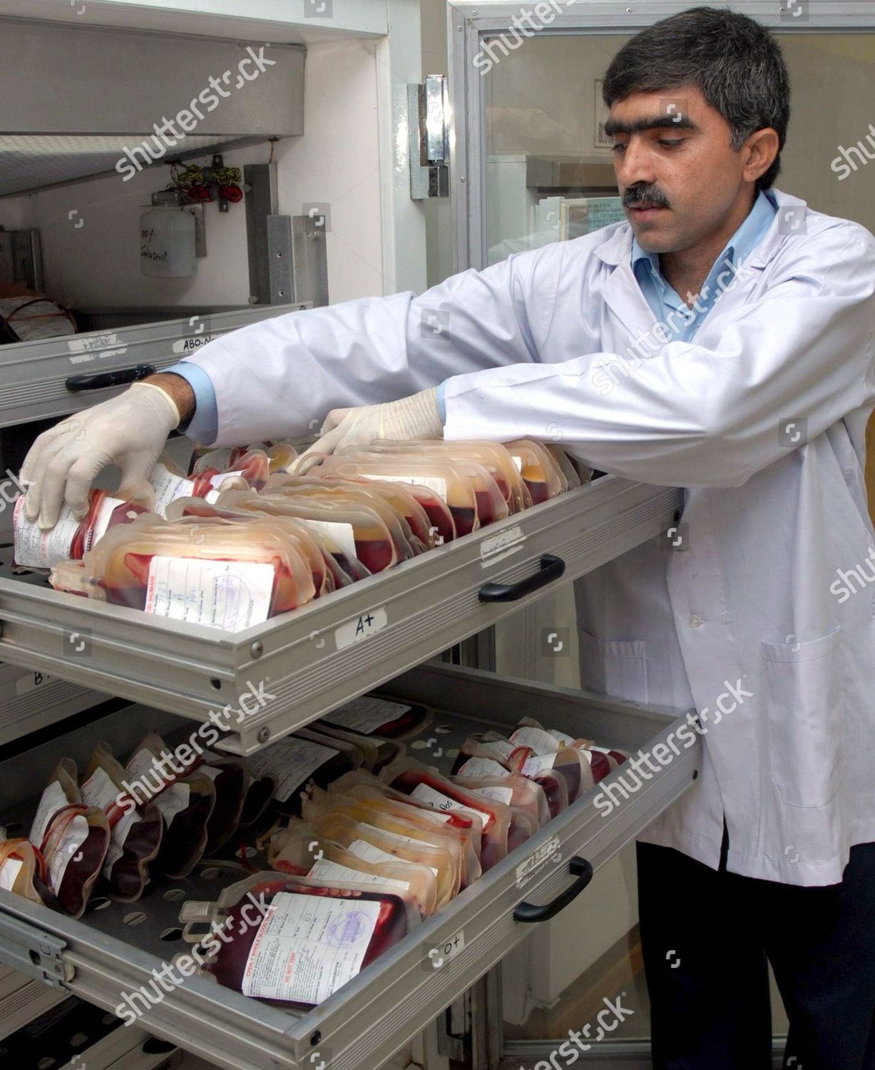 Medical Staff Adjusts Blood Collections Local Editorial Stock Photo ...
