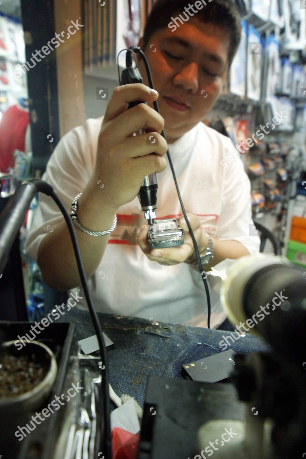 Filipino Mobile Phone Repair Man Works Editorial Stock Photo - Stock ...