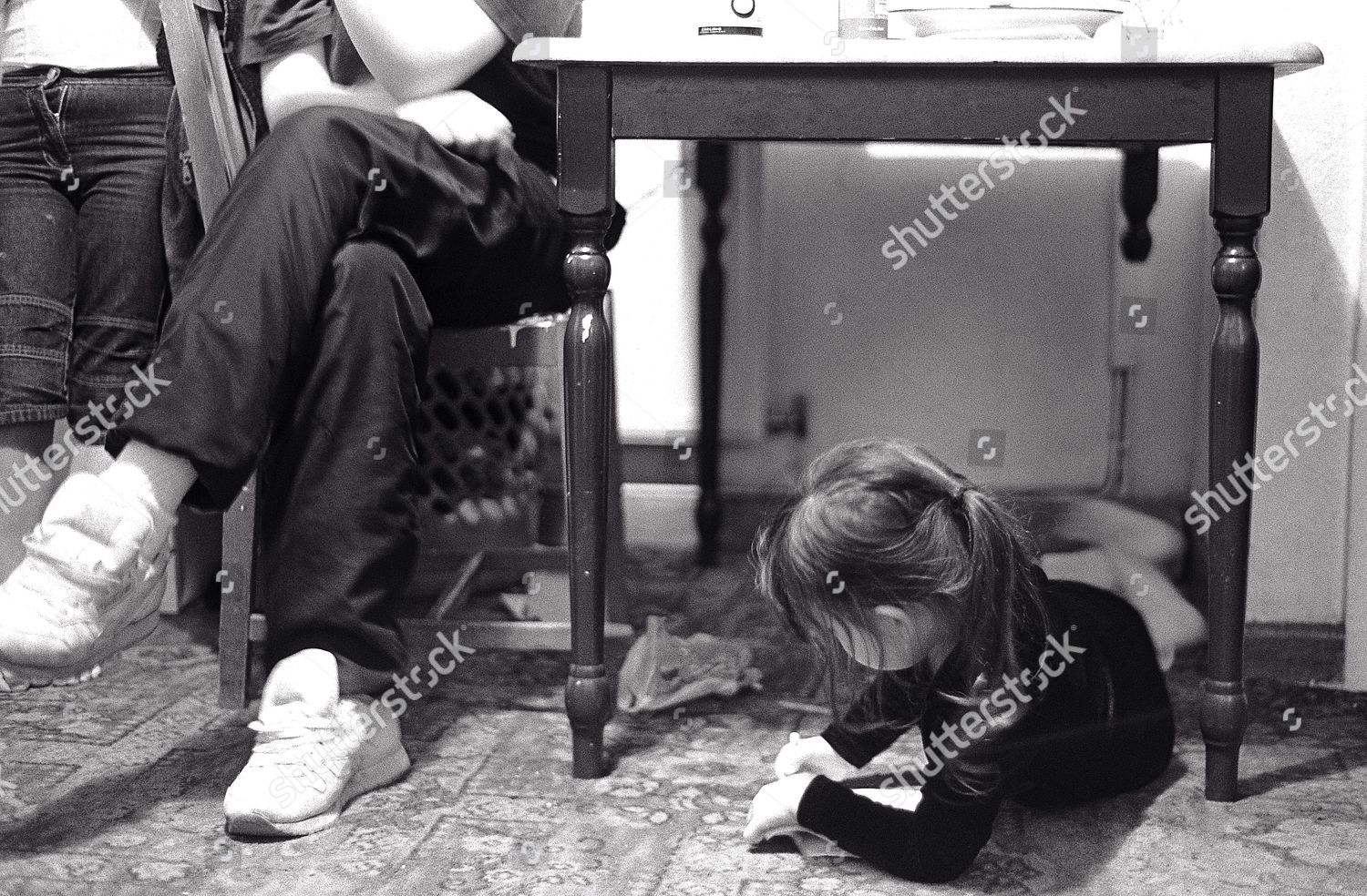 Little Girl Drawing Under Table Newport Editorial Stock Photo - Stock ...