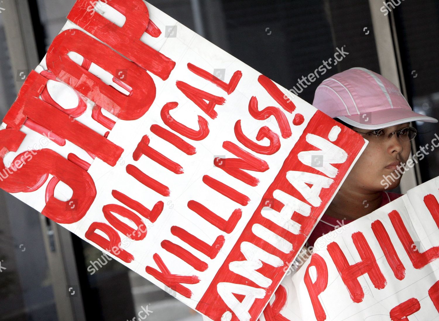 Filipino Human Rights Activist Holds Placard Editorial Stock Photo ...
