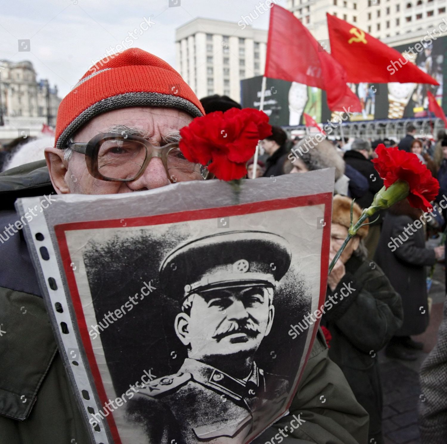 Elderly Russian Communist Holds Portrait Joseph Editorial Stock Photo ...