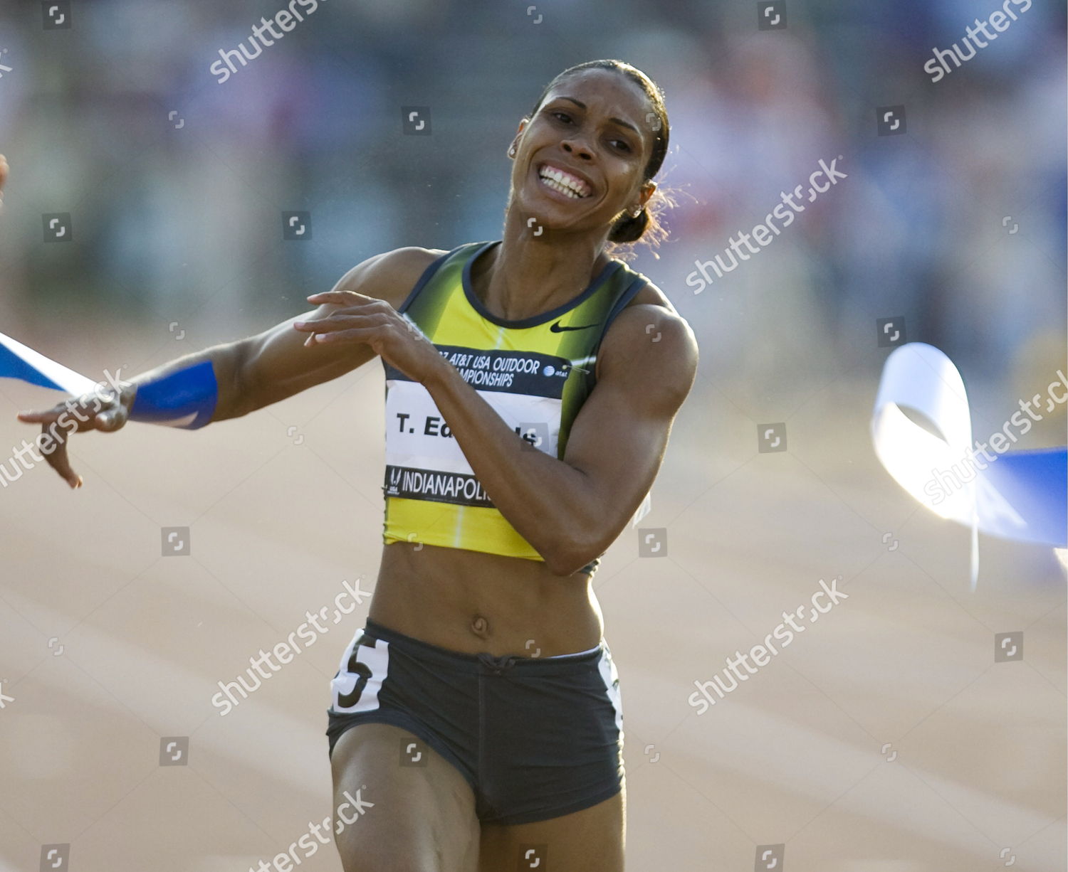 Us Torri Edwards Breaks Tape Winning Editorial Stock Photo - Stock ...