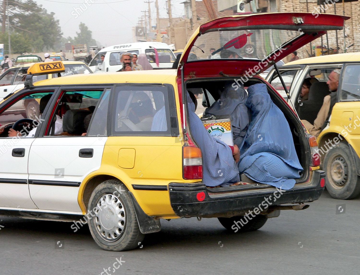 Burqa Clad Afghan Women Go Taxi Editorial Stock Photo - Stock Image ...