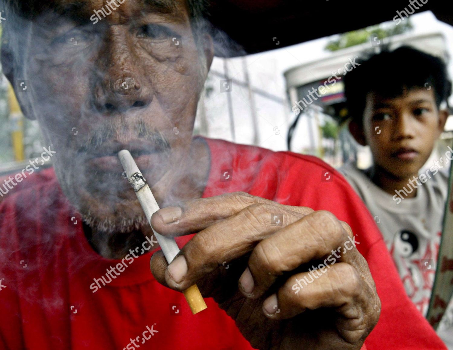 Filipino Adult Lights Cigarette Presence Boy Editorial Stock Photo ...