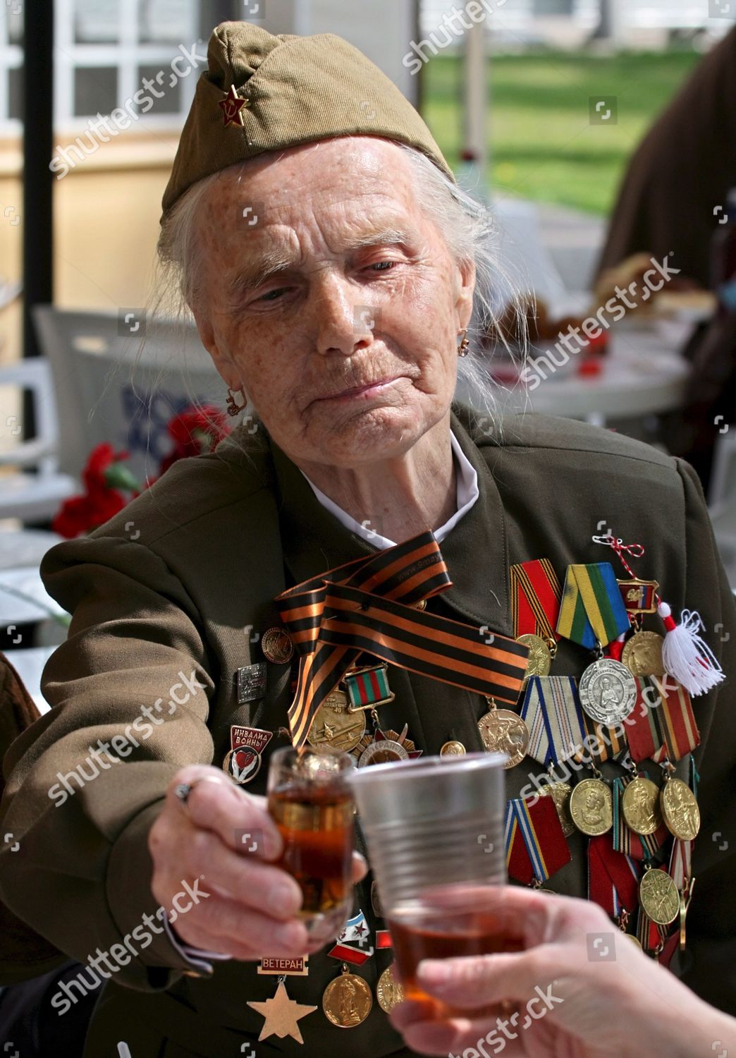 Elderly Woman Wwii Veteran Toasts During Editorial Stock Photo - Stock ...