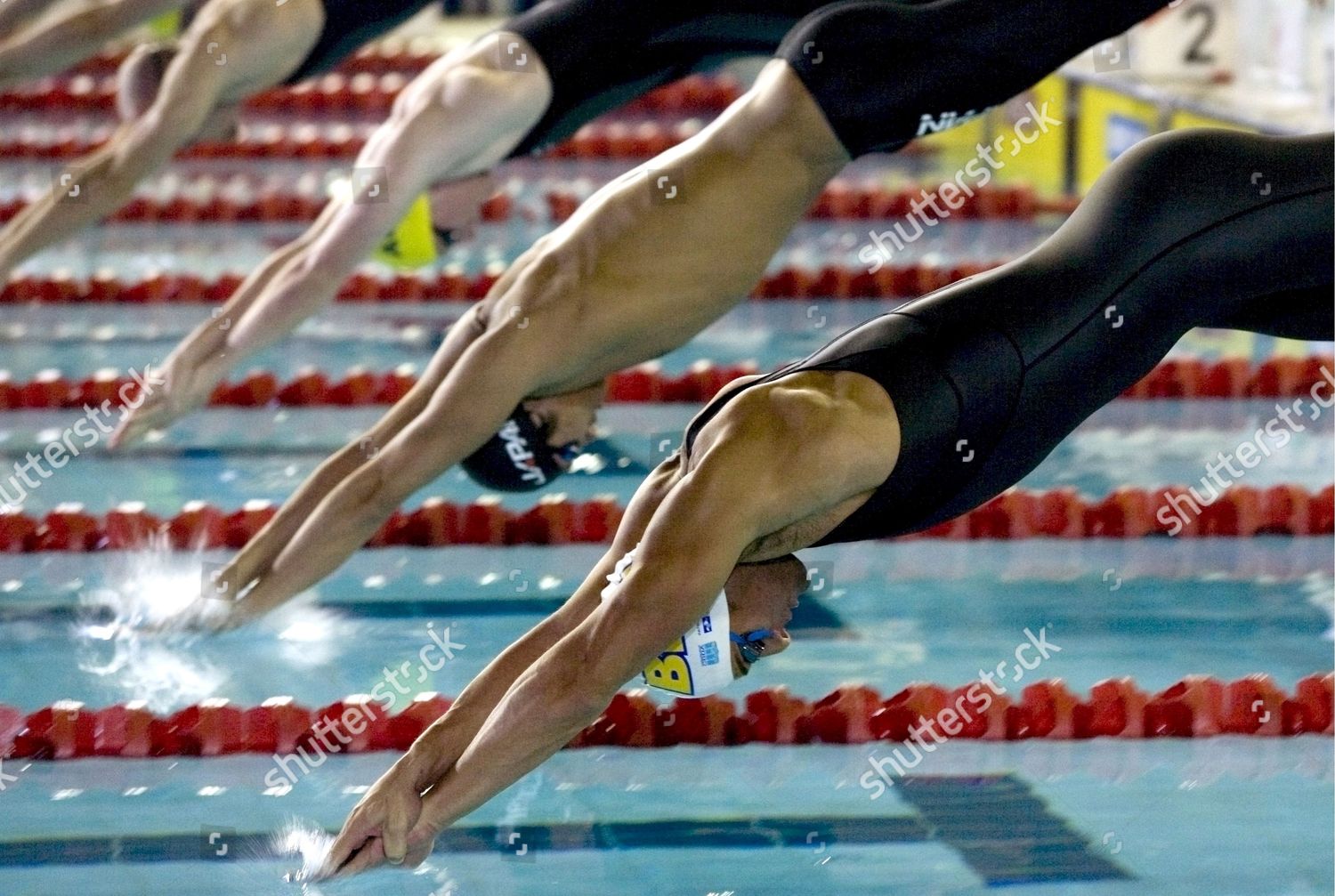 Swimmers Enter Water Start Mens 50m Editorial Stock Photo - Stock Image ...
