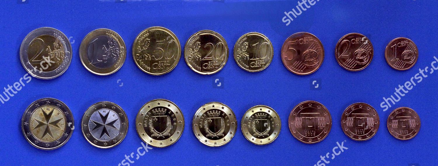 Full Set Eight Maltese Euro Coins Editorial Stock Photo - Stock Image ...