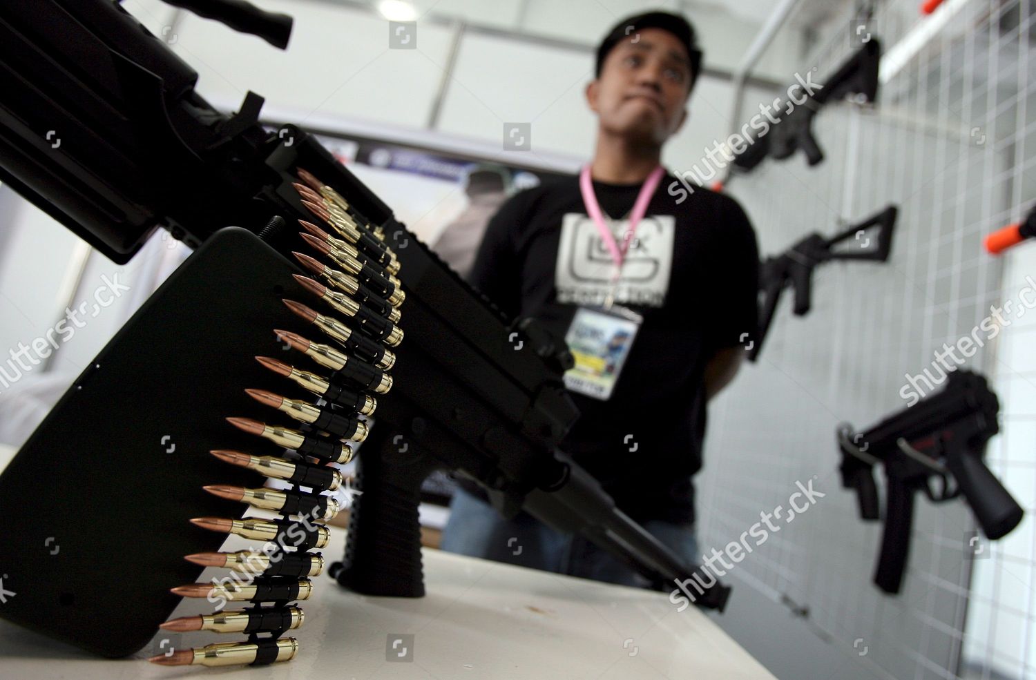 Filipino Exhibitor Stands Beside Displays Airsoft Editorial Stock Photo ...
