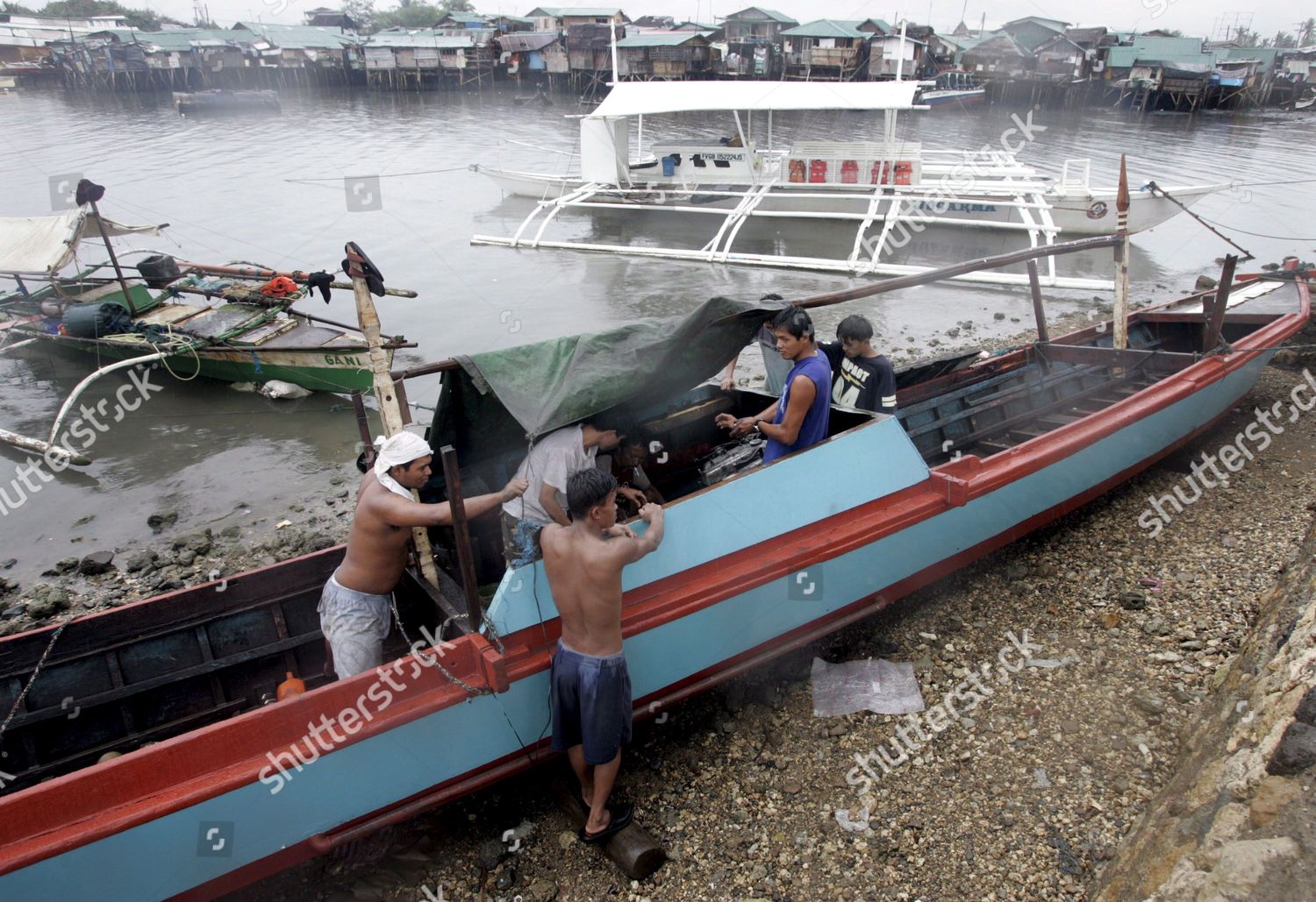 Filipino Mechanics Repair Engine Passenger Fishing Editorial Stock ...
