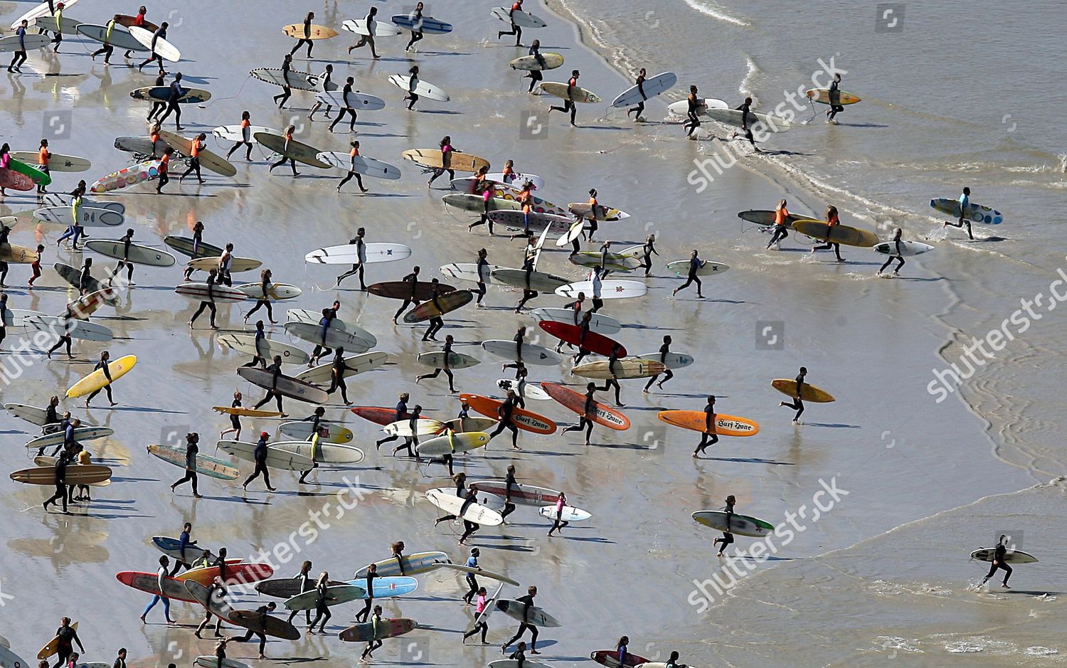 South African Surfers Run Into Ocean Editorial Stock Photo - Stock ...