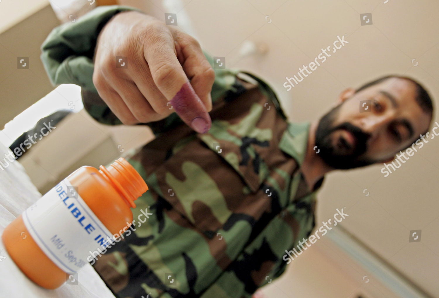 Iraqi Soldier Puts His Finger Ink Editorial Stock Photo - Stock Image ...