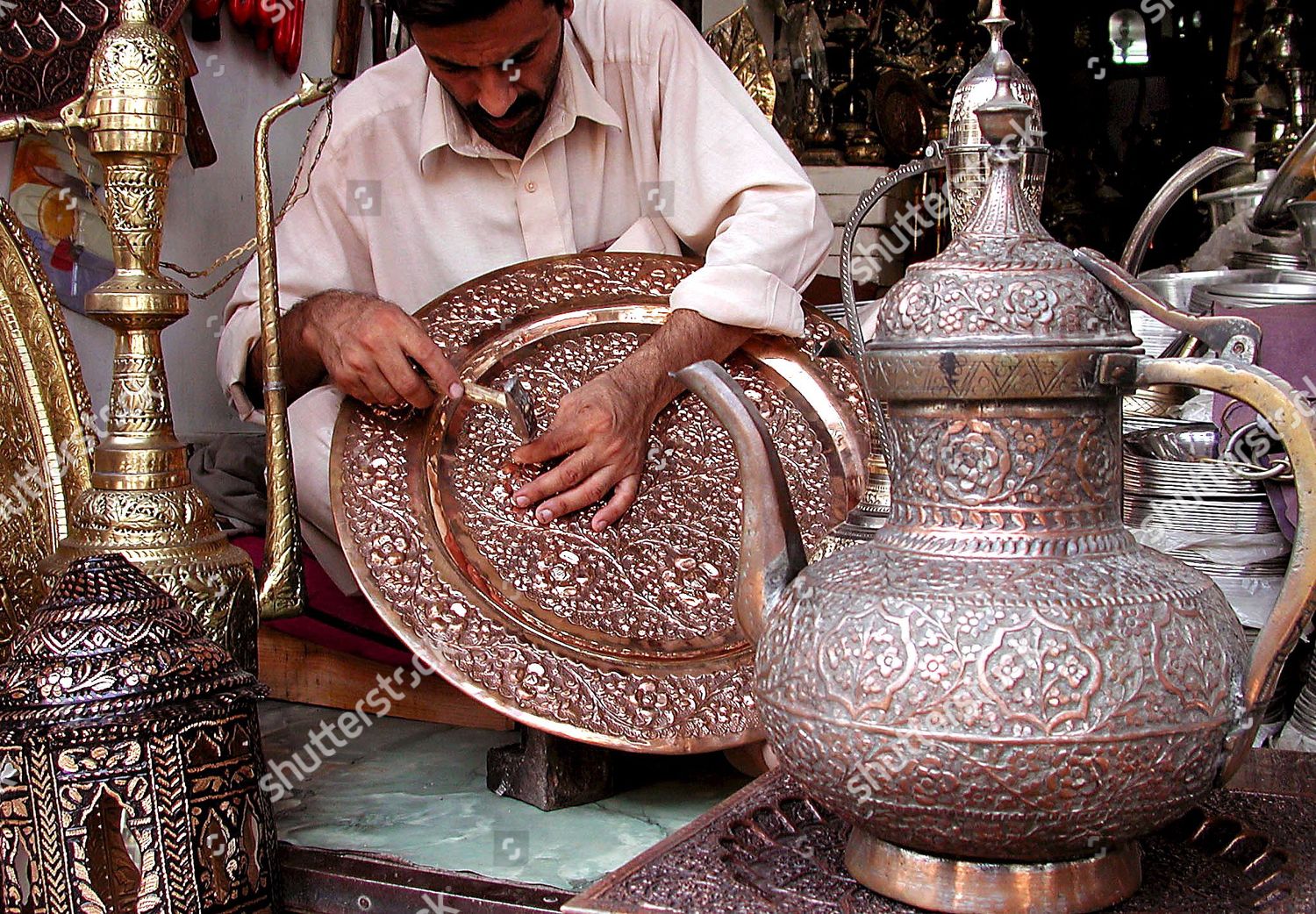 Craftsman Works On Handicraft Made Copper Editorial Stock Photo - Stock ...