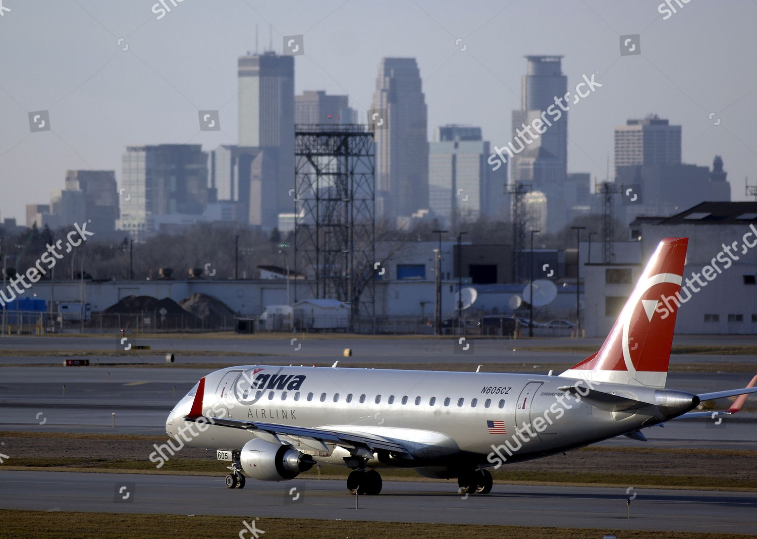 Northwest Airlines Airplane Taxis Down Runway Editorial Stock Photo ...