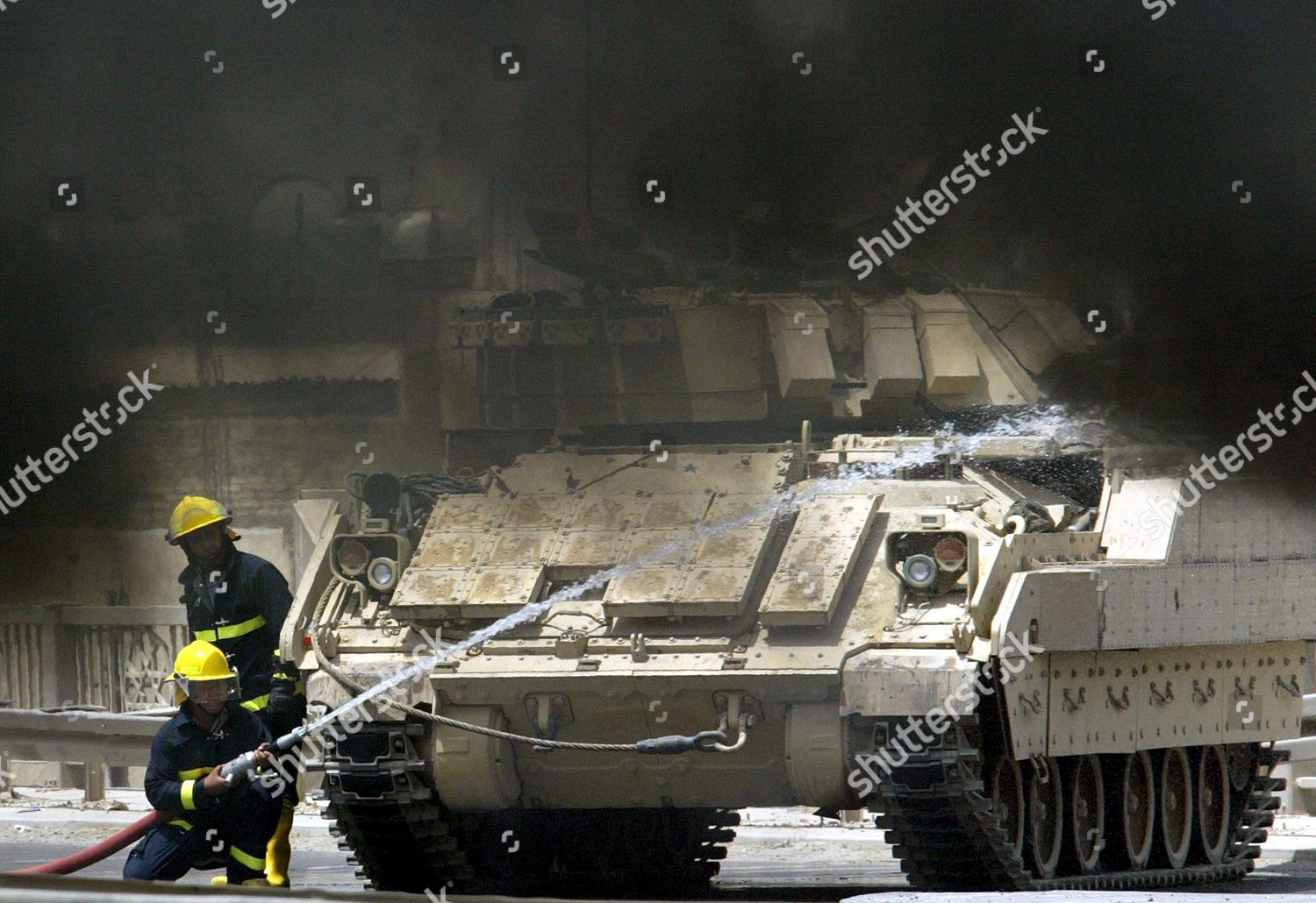 Iraqi Fire Fighters Extinguish Fire Burning Editorial Stock Photo ...