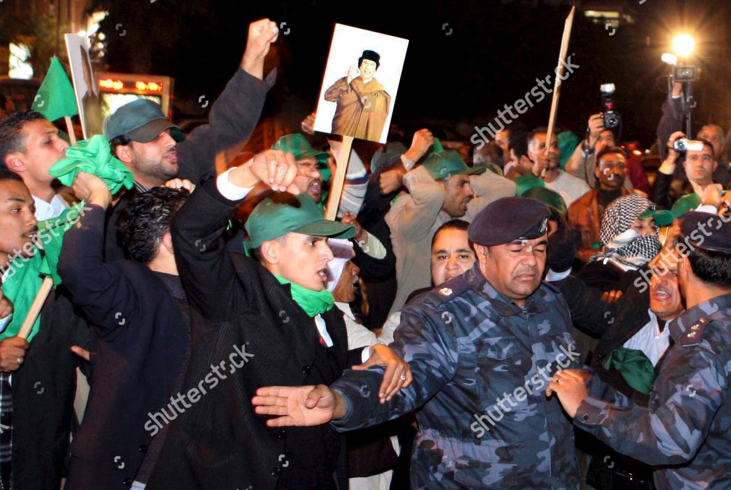 Libyan Police Hold Back Demonstrators They Editorial Stock Photo ...