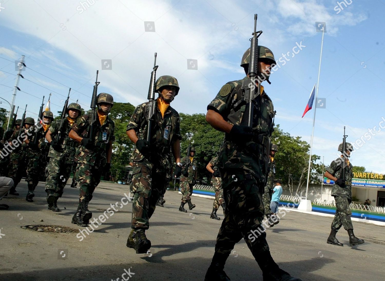 Philippine Flag Halfmast Army Troops Honor Editorial Stock Photo ...