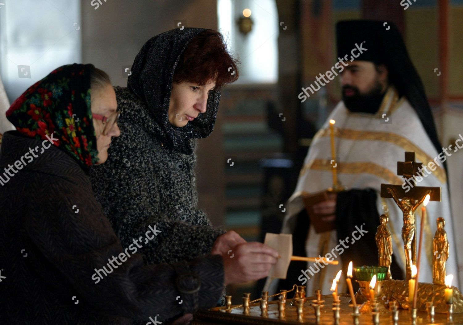 Russian Women Light Candles Cathedral Murmansk Editorial Stock Photo ...