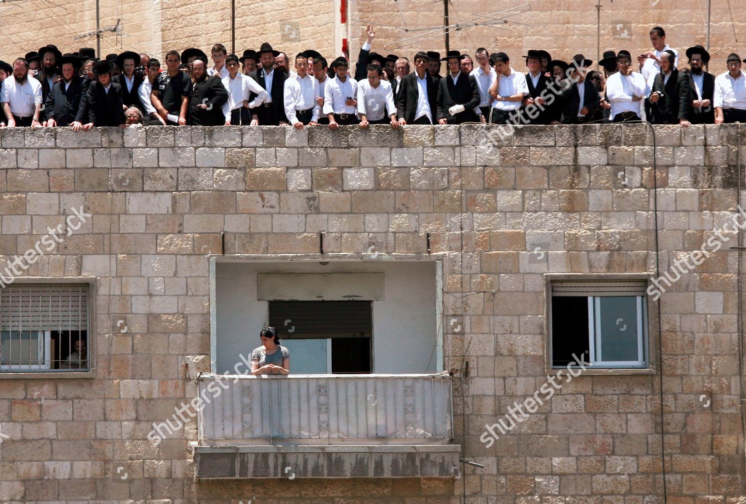 Ultraorthodox Jews Line Roof Apartment Building Editorial Stock Photo ...