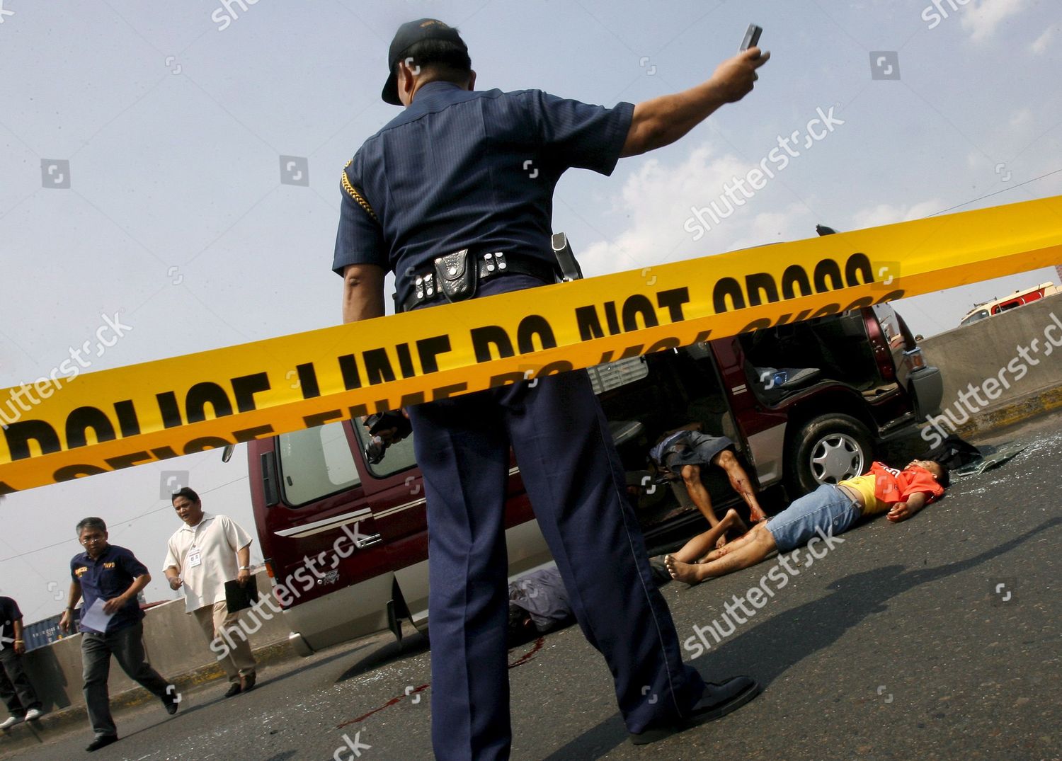 Filipino Police Officers Conduct Investigation On Editorial Stock Photo ...