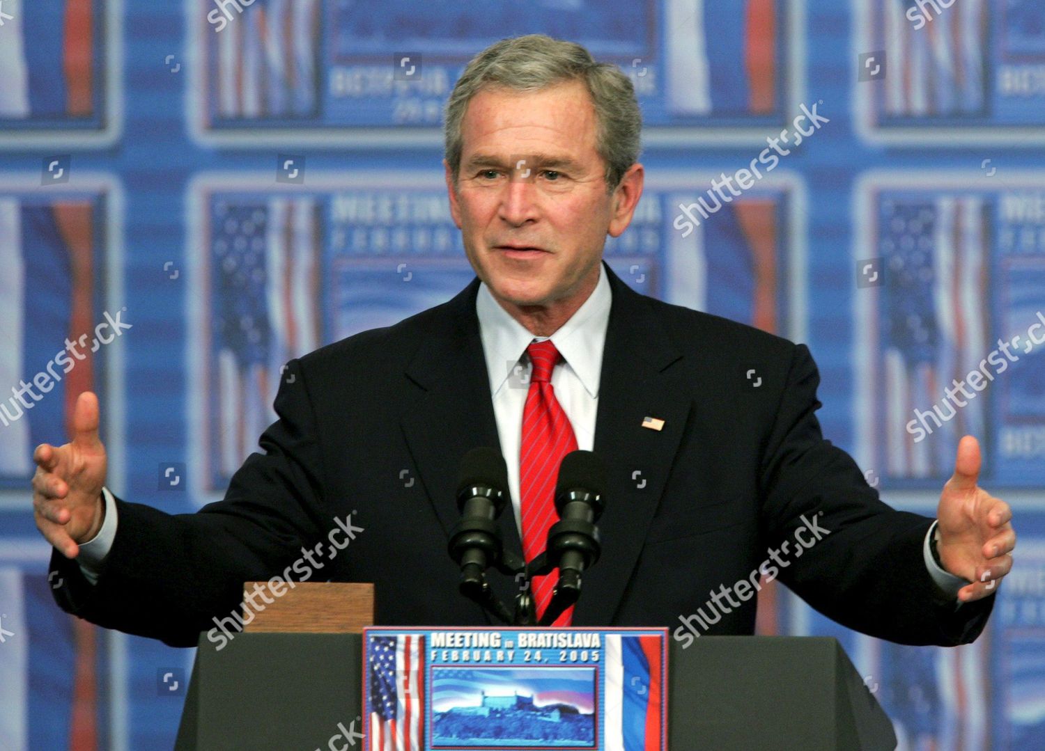 Us President George W Bush Gestures Editorial Stock Photo - Stock Image ...