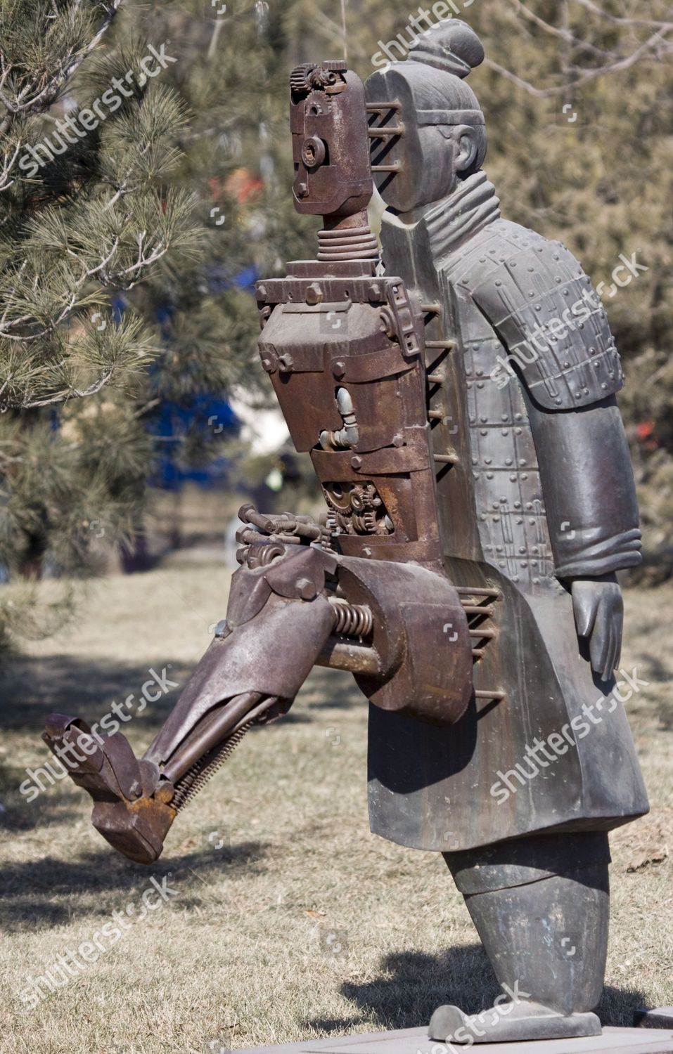 Sculpture Depicting Terracotta Warrior Spliced Robot Editorial Stock ...