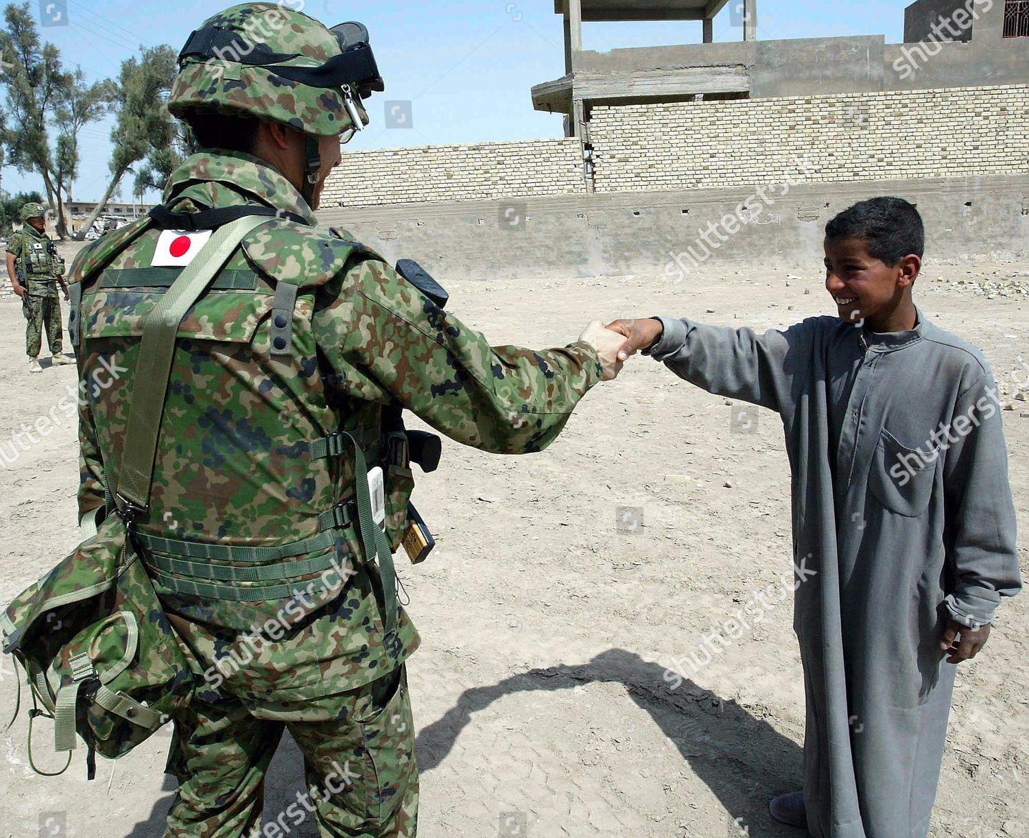 Japanese Soldier Shakes Hands Local Iraqi Editorial Stock Photo - Stock ...