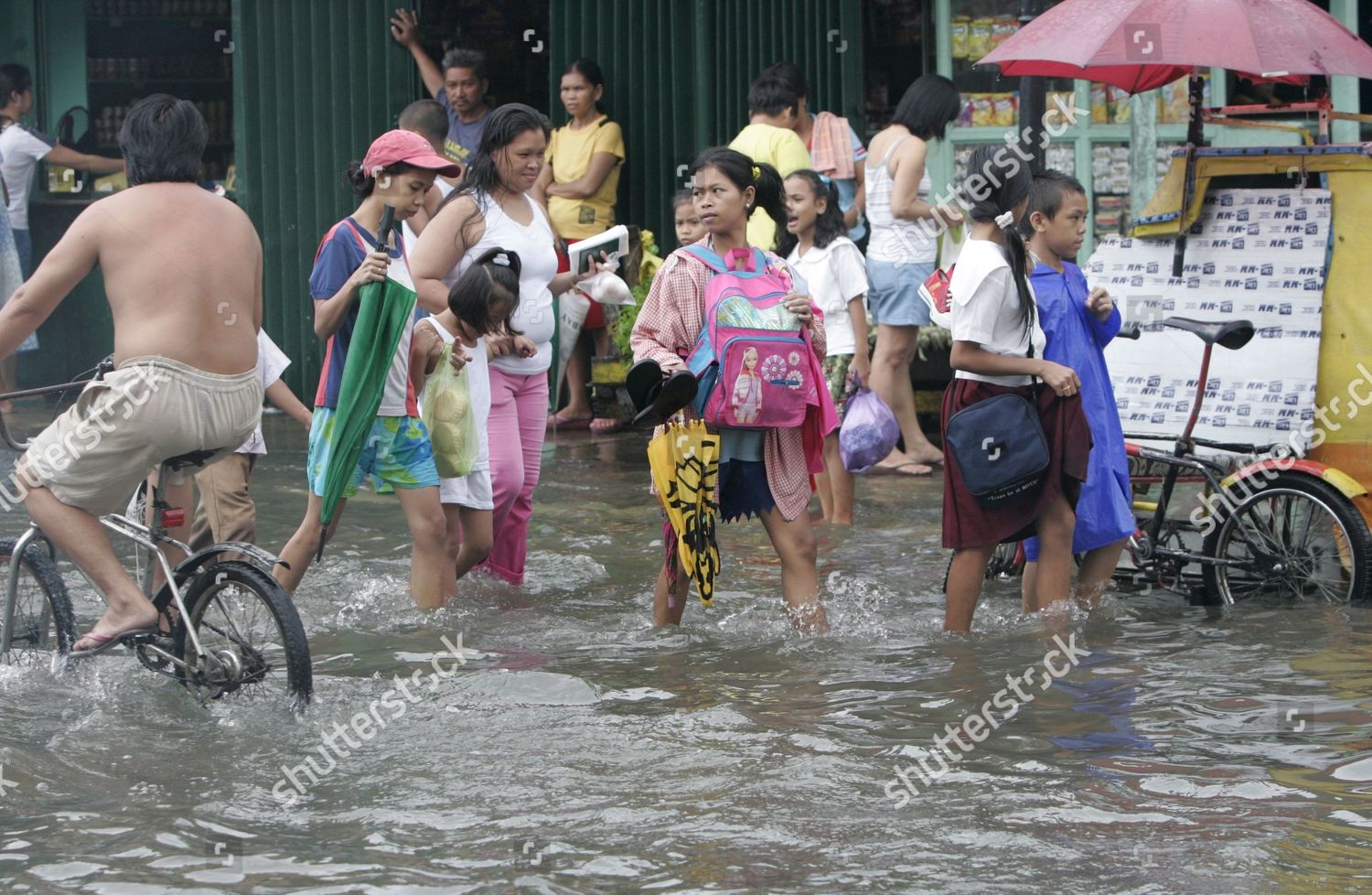 Filipinos Wade Through Flooded Streets Manila Editorial Stock Photo - Stock Image | Shutterstock