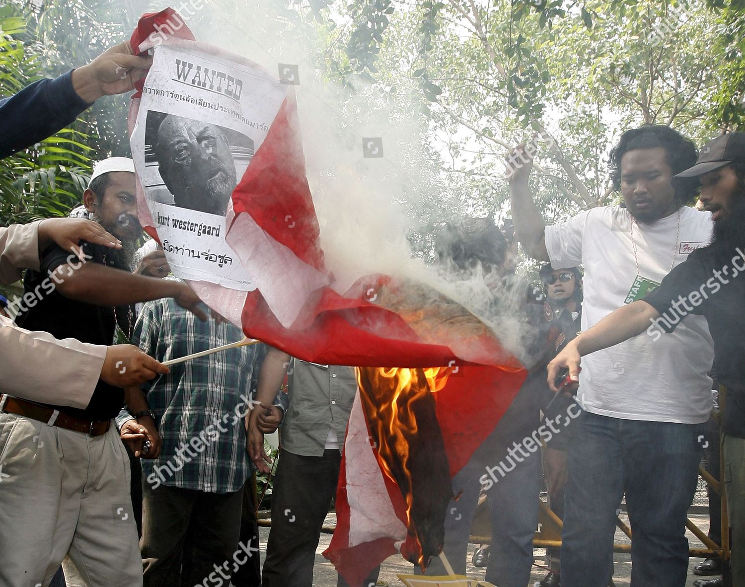 Thai Muslim Burn Danish Flag Picture Editorial Stock Photo - Stock ...