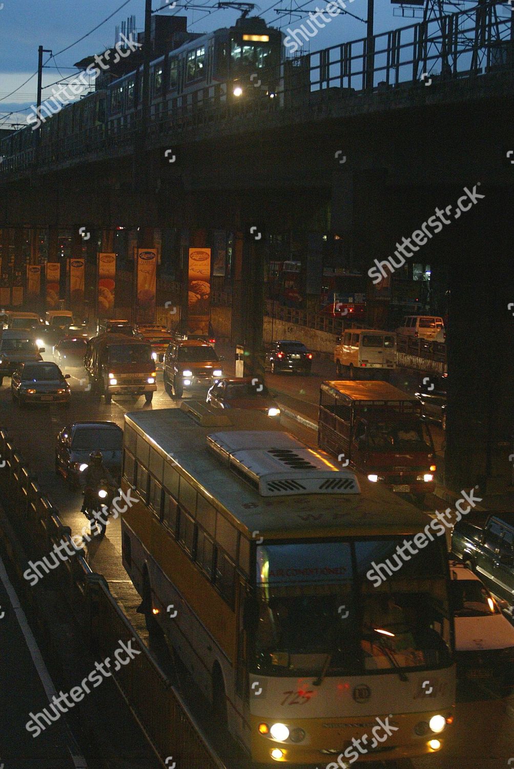 Philippine Metro Rail Train Runs Past Editorial Stock Photo - Stock ...