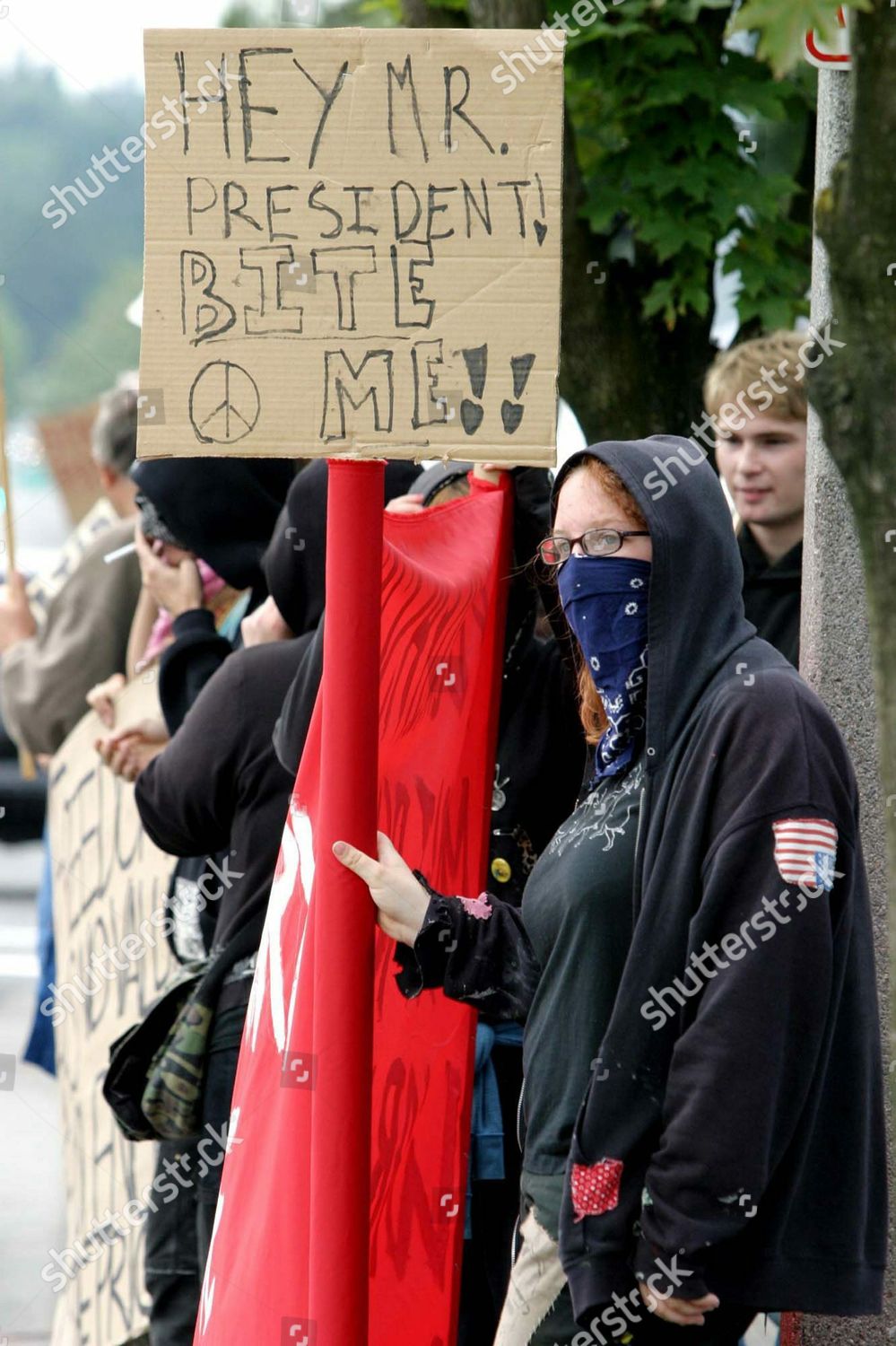 Masked Protester Holds Out Sign Protest Editorial Stock Photo - Stock ...