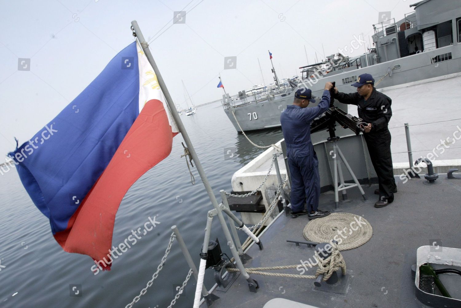 Filipino Navy Soldiers Mount Machine Gun Editorial Stock Photo - Stock ...