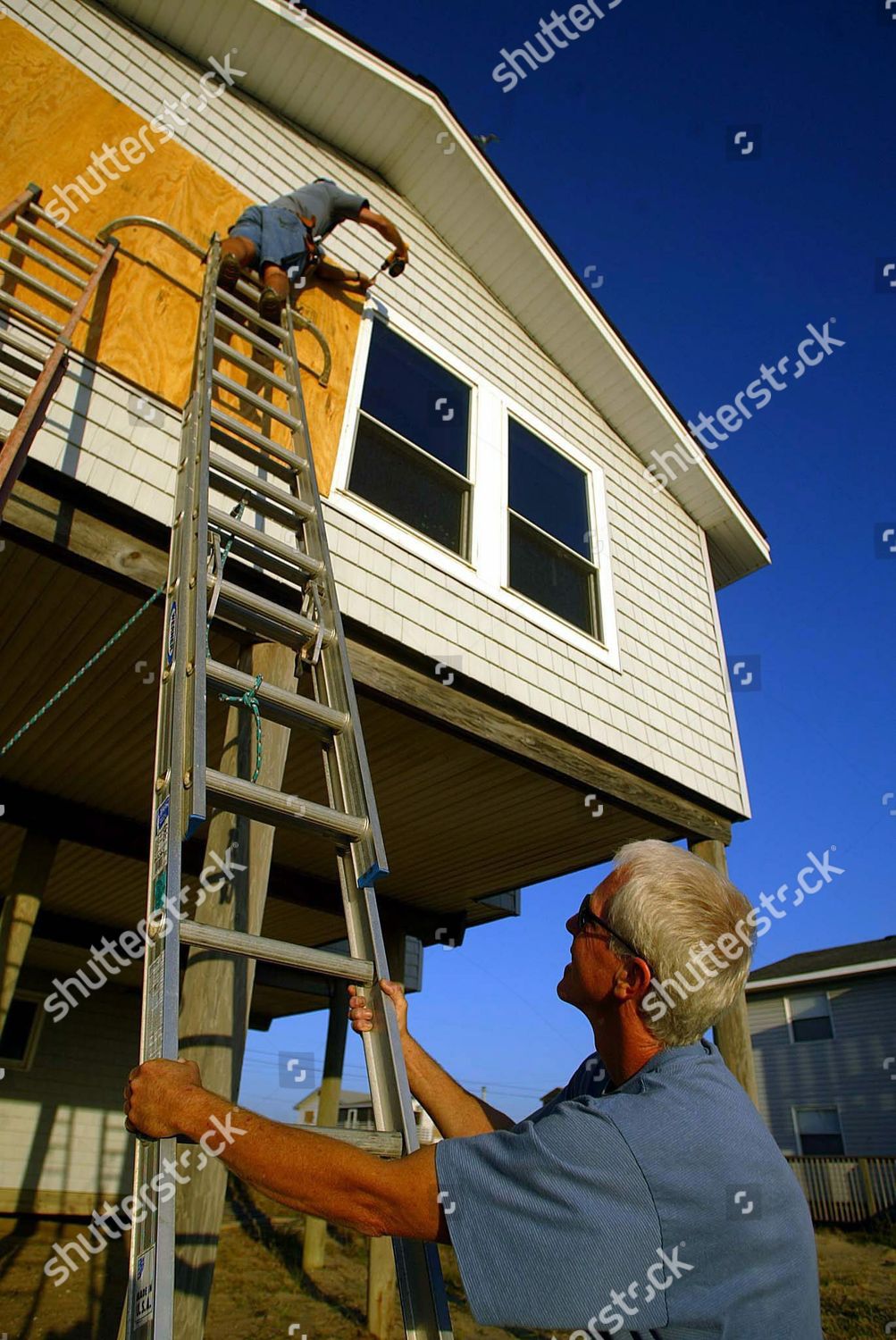 Jeff Barrow Bottom Holds Ladder His Editorial Stock Photo - Stock Image ...