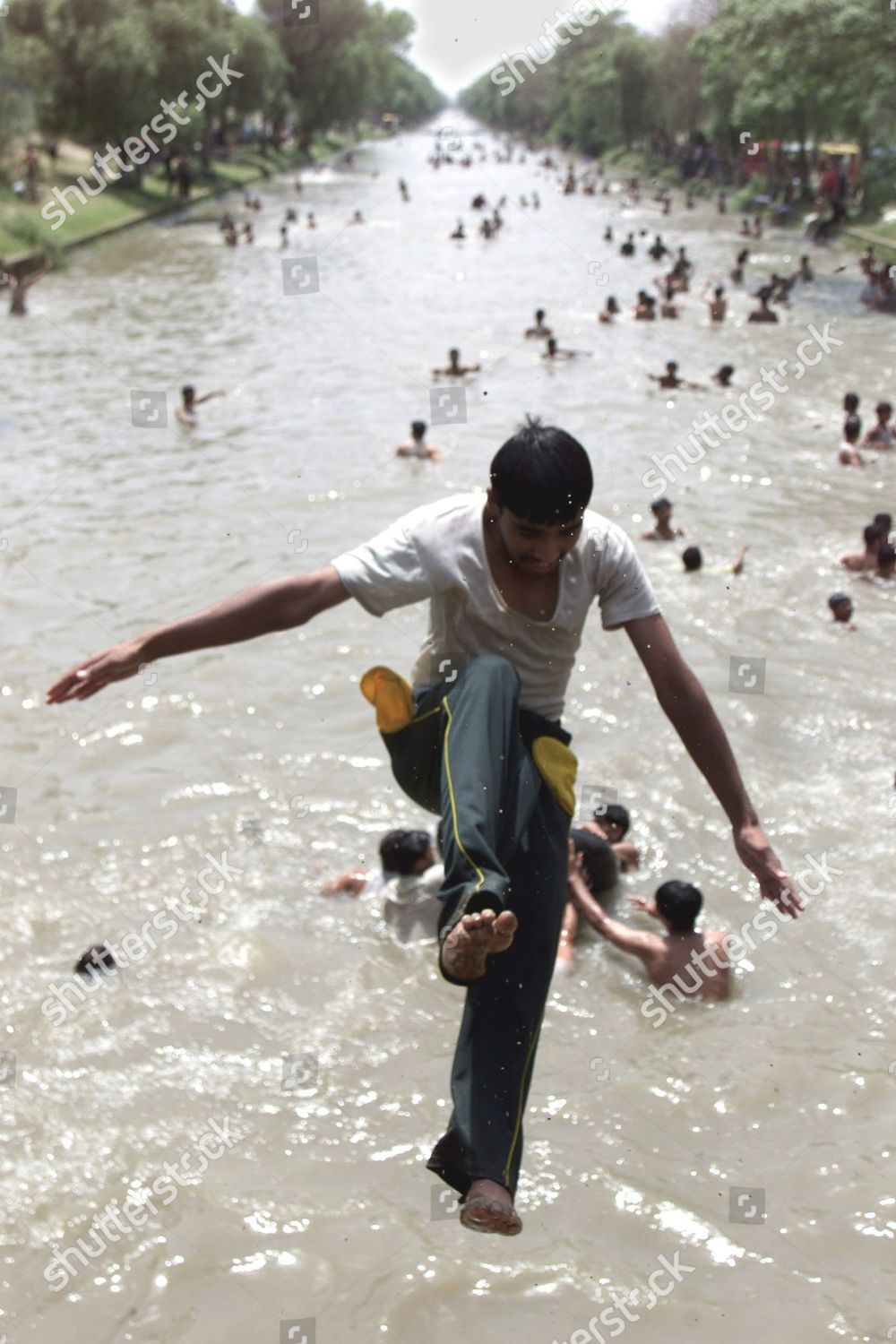 Pakistani Boy Jumps Into Water Canal Editorial Stock Photo - Stock ...
