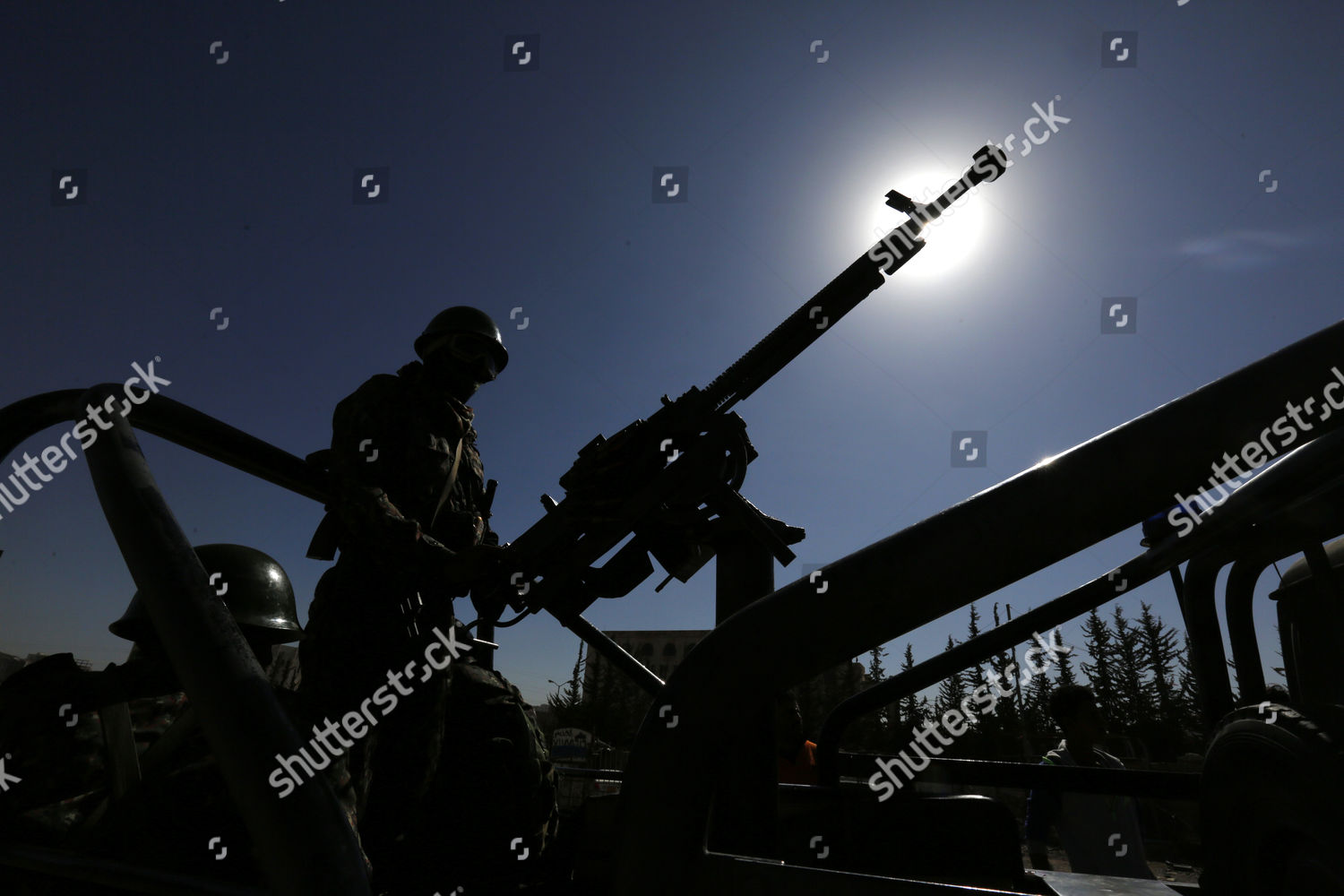 Houthi Fighter Mans Heavy Caliber Machine Editorial Stock Photo - Stock ...