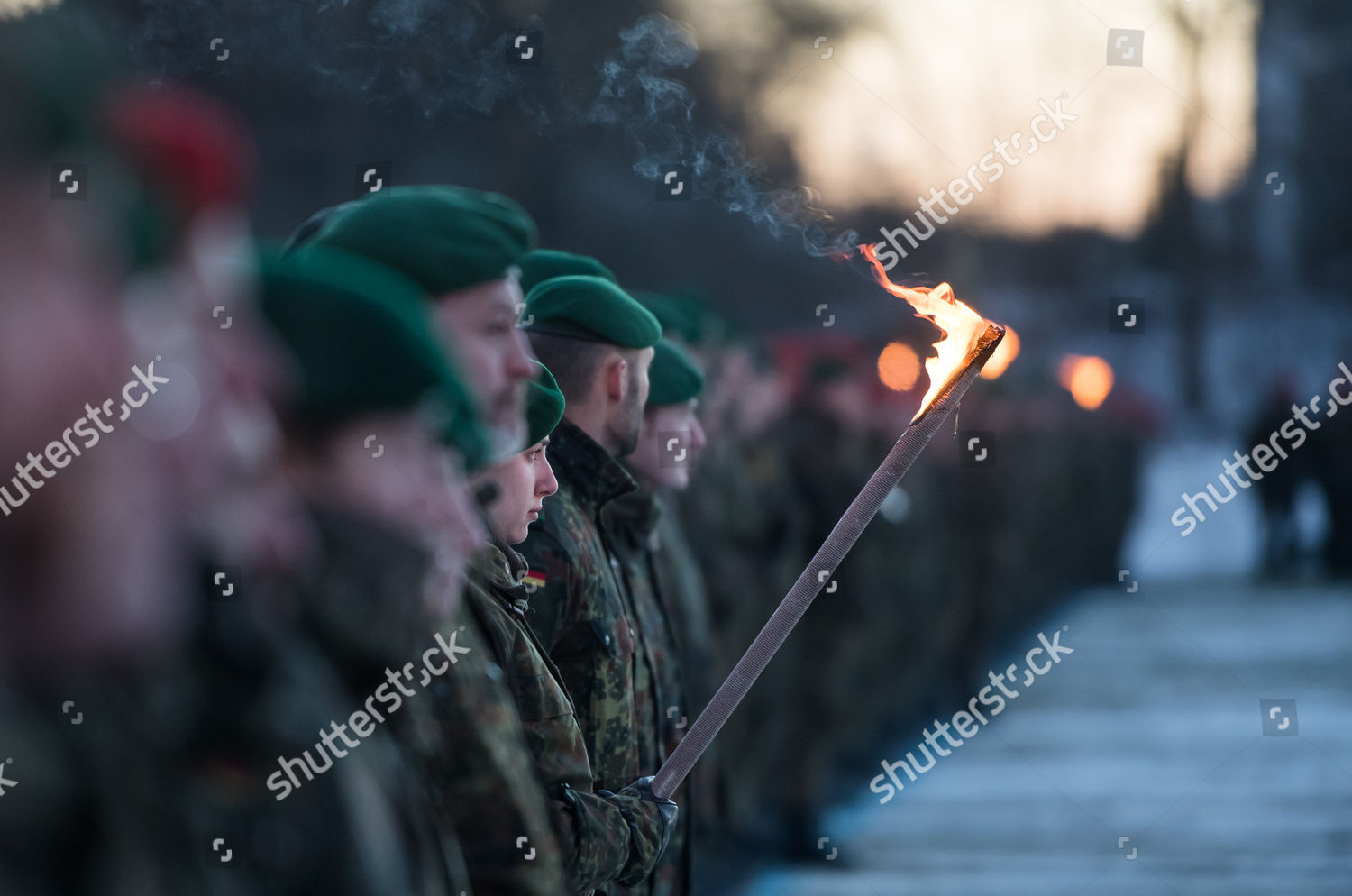 German Bundeswehr Soldier Holding Torch During Editorial Stock Photo ...