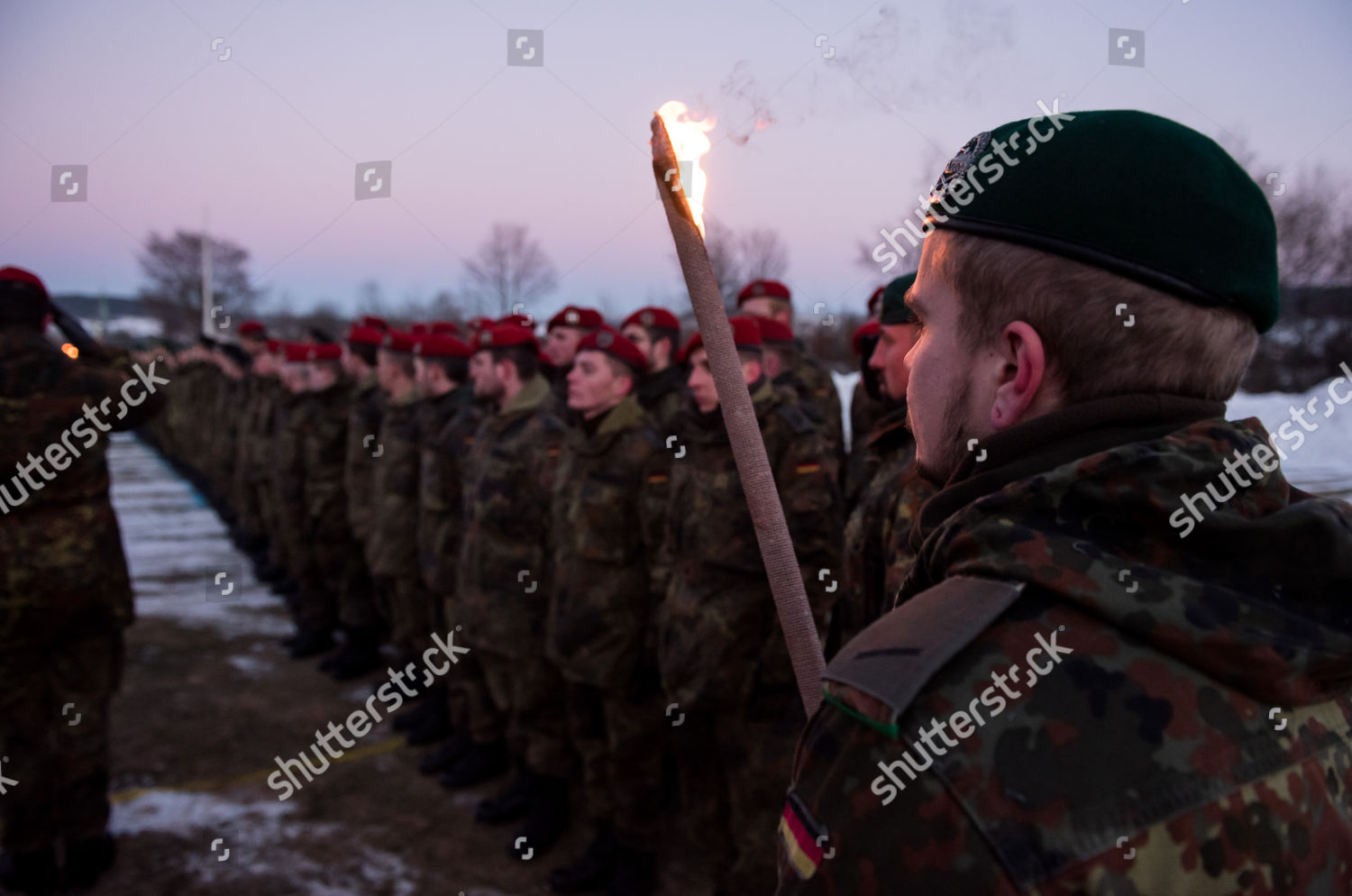 German Bundeswehr Soldier Holding Torch During Editorial Stock Photo ...