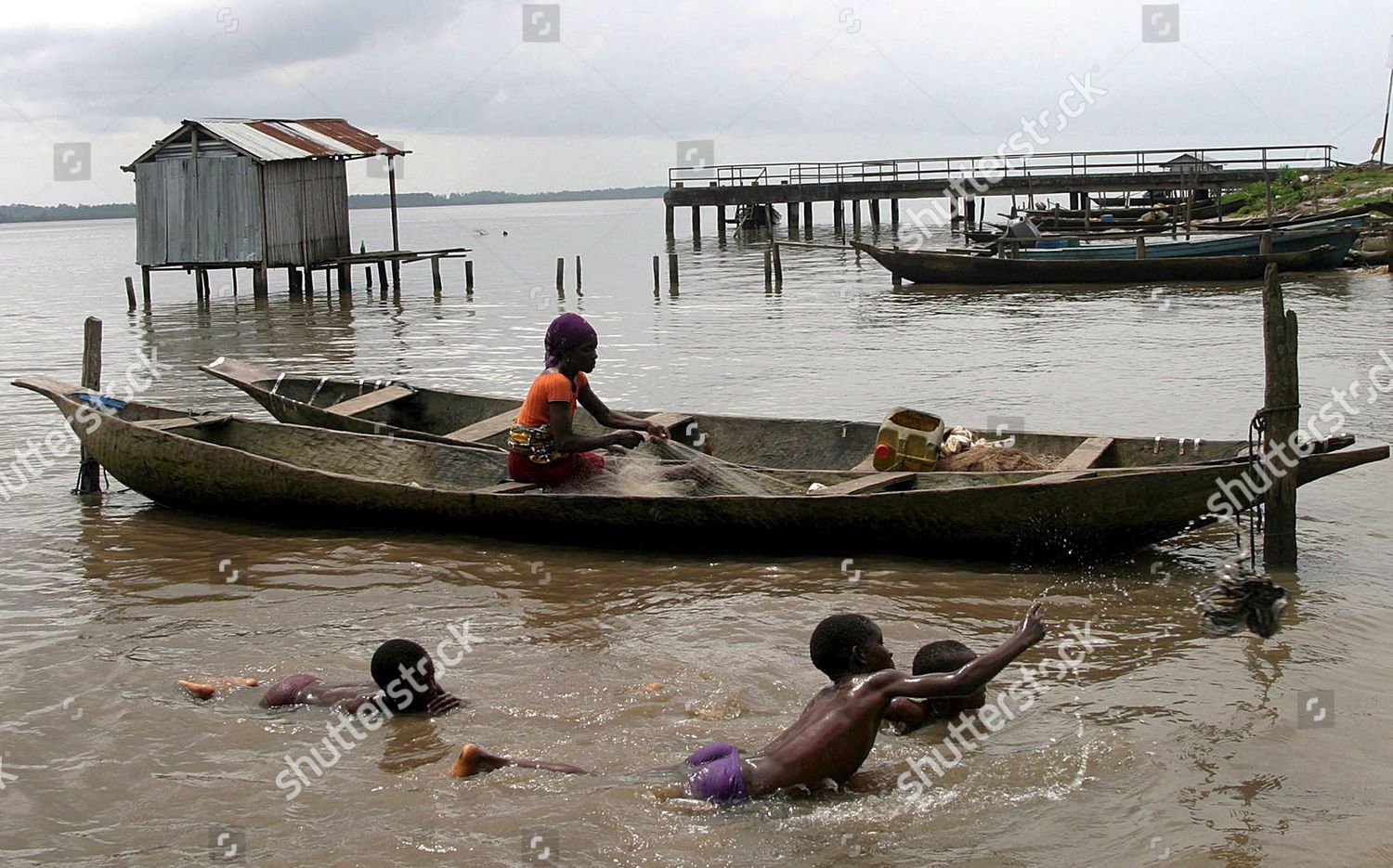 Nigerian Children Ijaw Tribe Swim Near Editorial Stock Photo - Stock ...