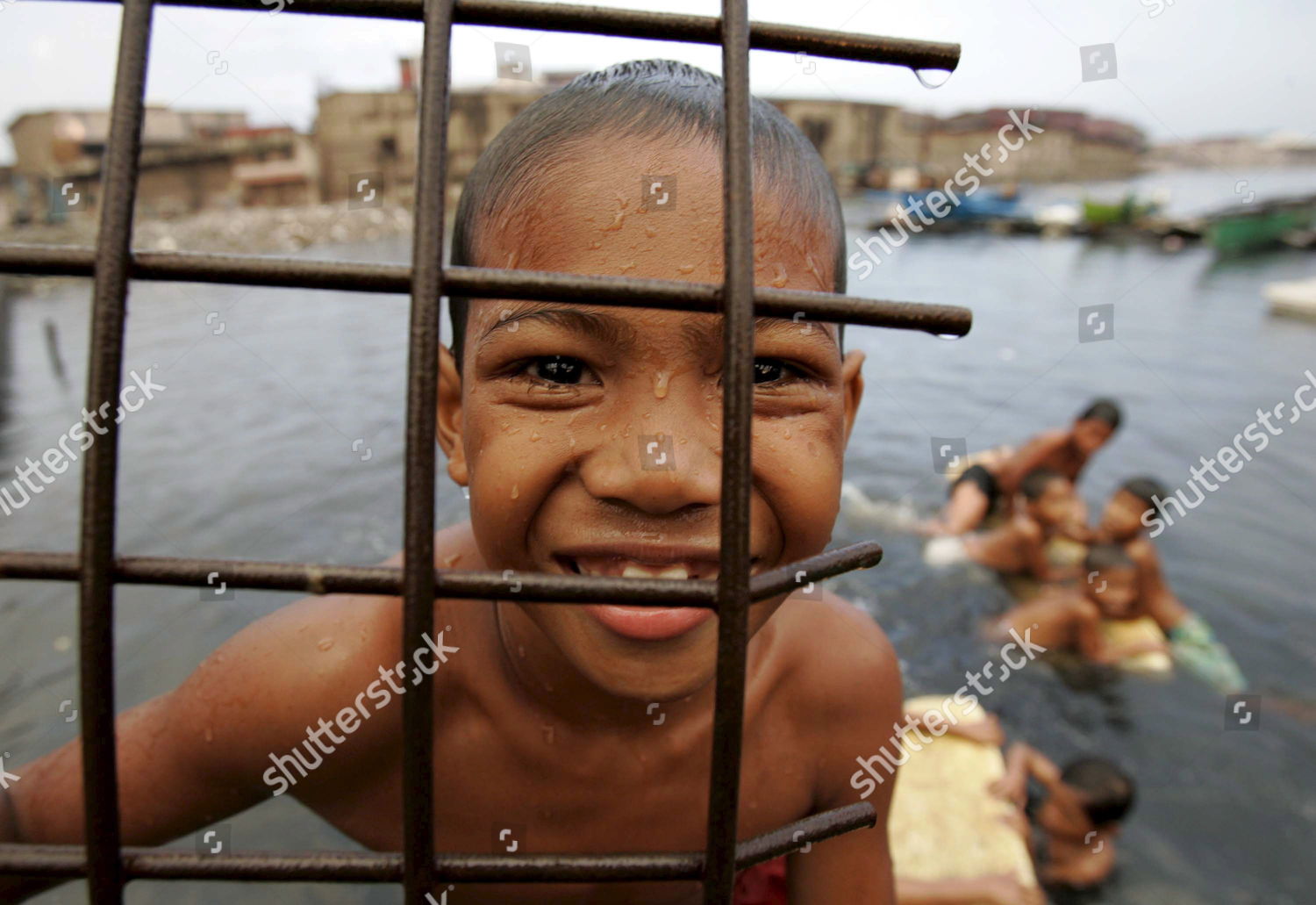 Filipino Child Smiles Rain Before Joining Editorial Stock Photo - Stock ...