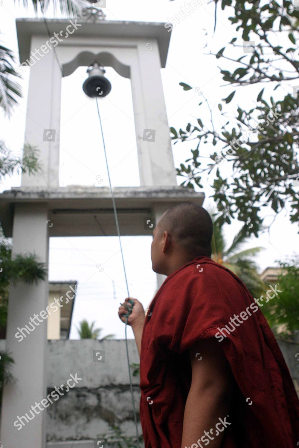 Buddhist Monk Rings Temple Bell Mark Editorial Stock Photo - Stock ...