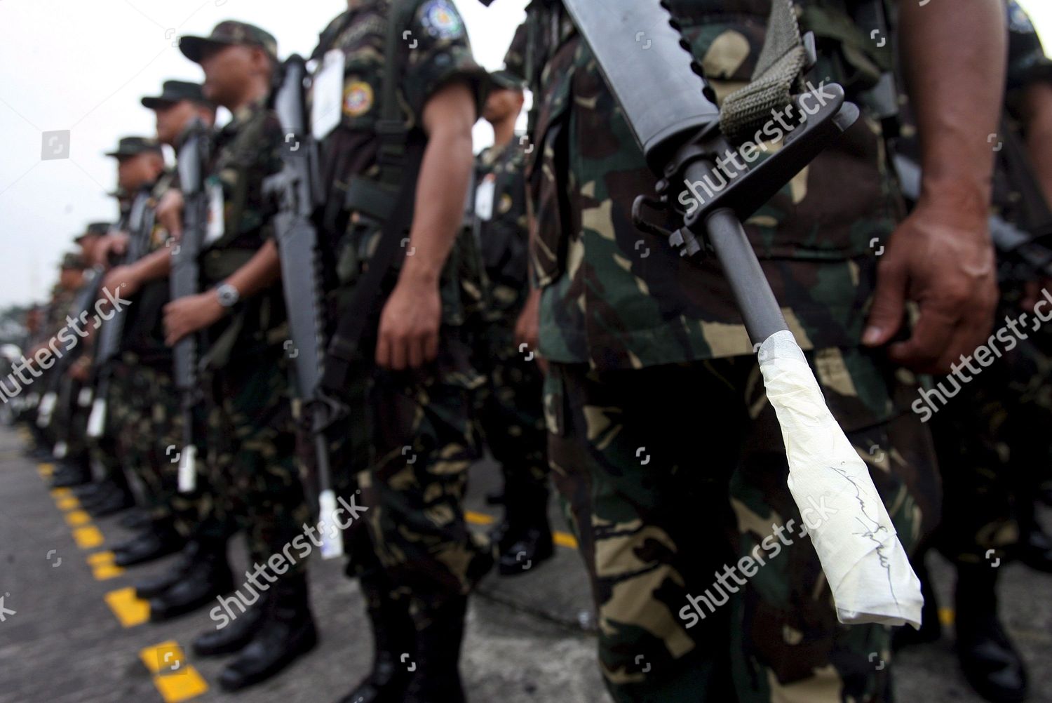 Filipino Soldiers Hold Their M16 Rifles Editorial Stock Photo - Stock ...