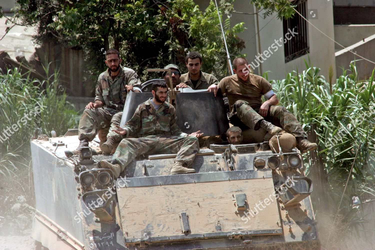 Lebanese Soldiers Sit On Military Armoured Editorial Stock Photo ...