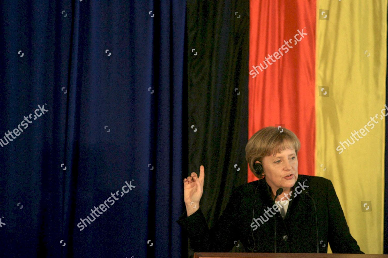 German Chancellor Angela Merkel Gestures During Editorial Stock Photo ...
