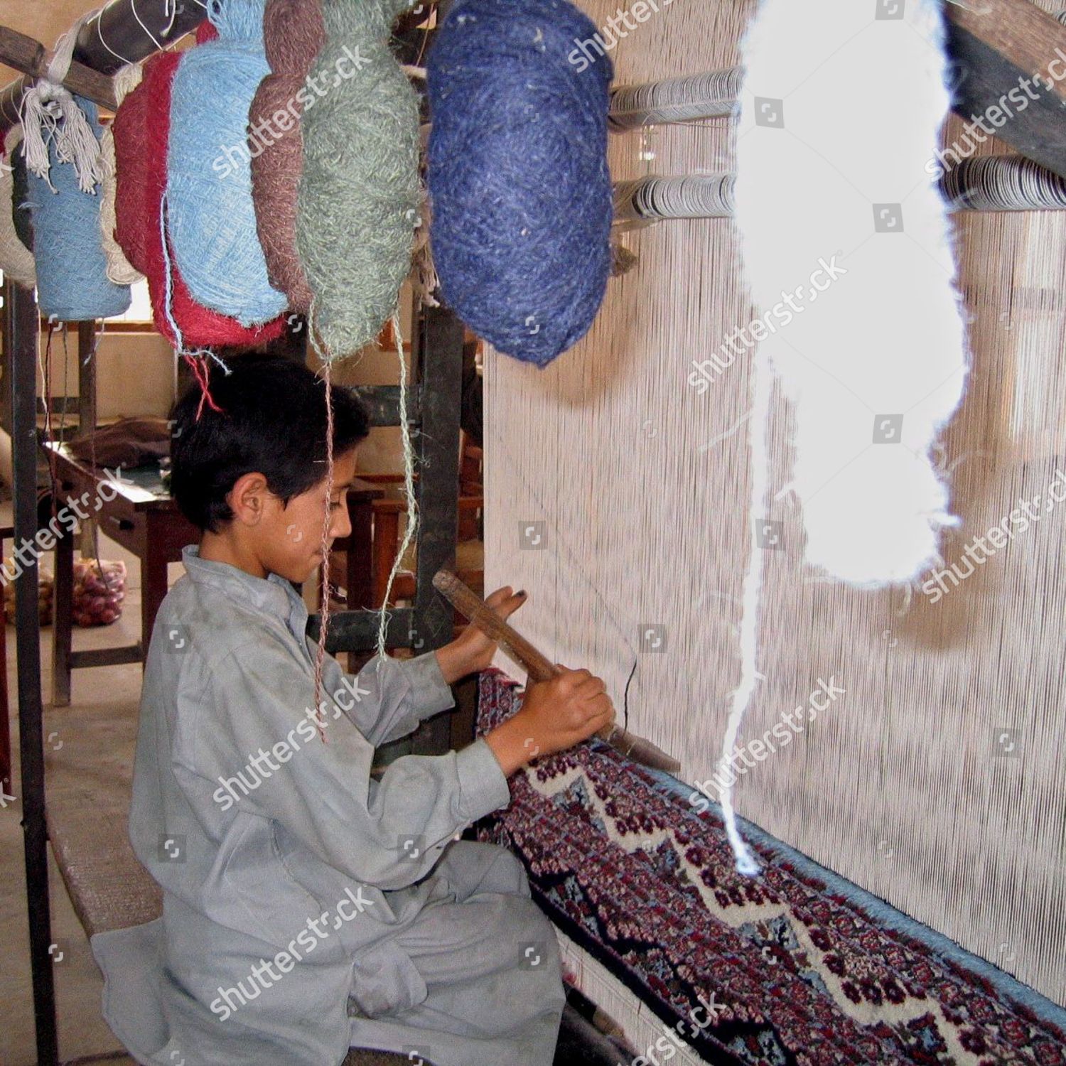 Pakistani Children Work Carpet Loom World Editorial Stock Photo - Stock ...