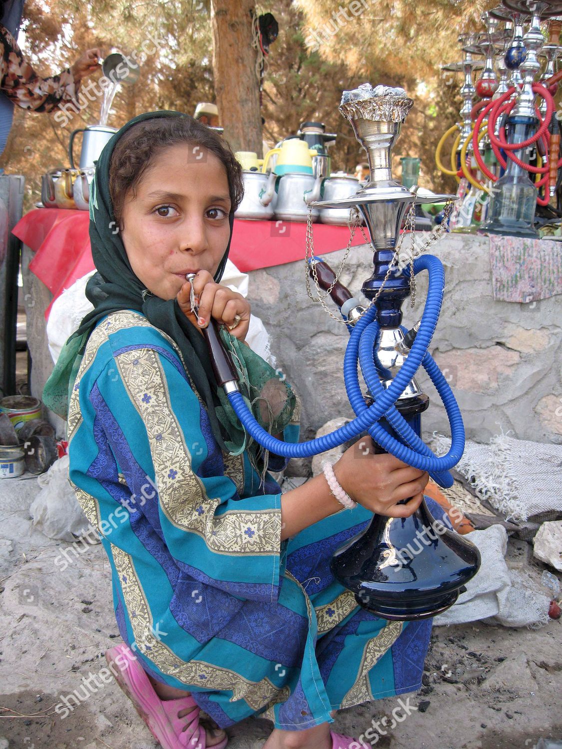 Afghan Girl Shows Traditional Glass Smoking Editorial Stock Photo ...