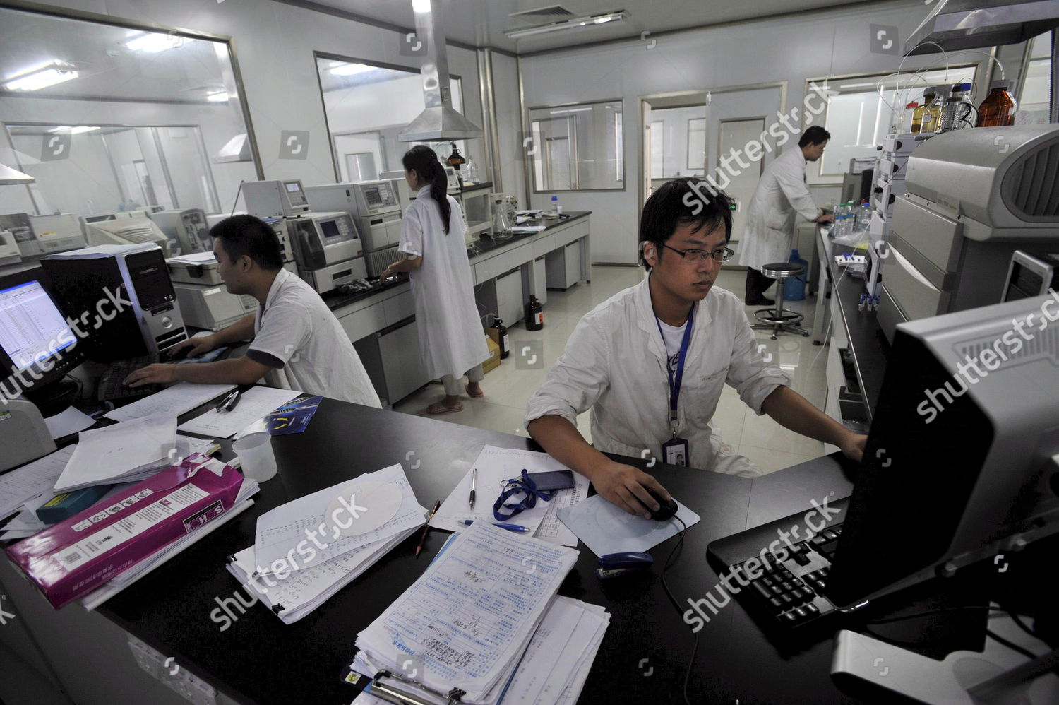 Laboratory Workers Work Determine Melamine Density Editorial Stock ...