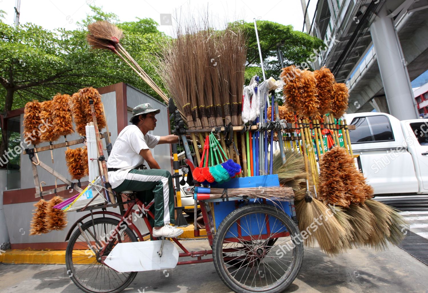 Pedal Powered Green Bicycle Broom Merchant Editorial Stock Photo ...