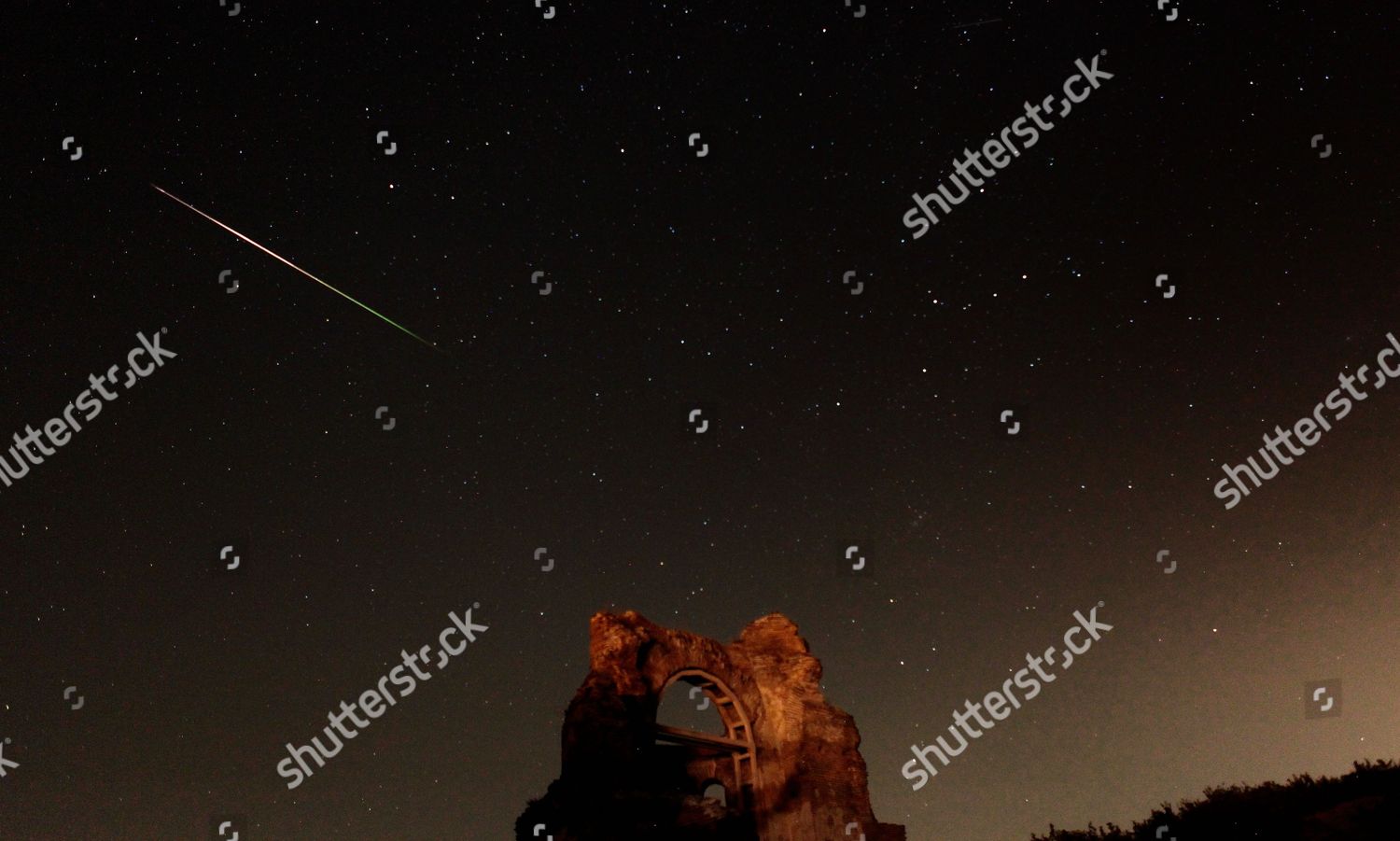 Long Exposure Image Showing Meteor Streaking Editorial Stock Photo ...