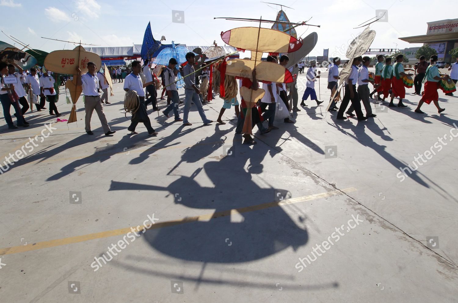 Cambodian Kite Makers Carry Their Kites Editorial Stock Photo - Stock ...